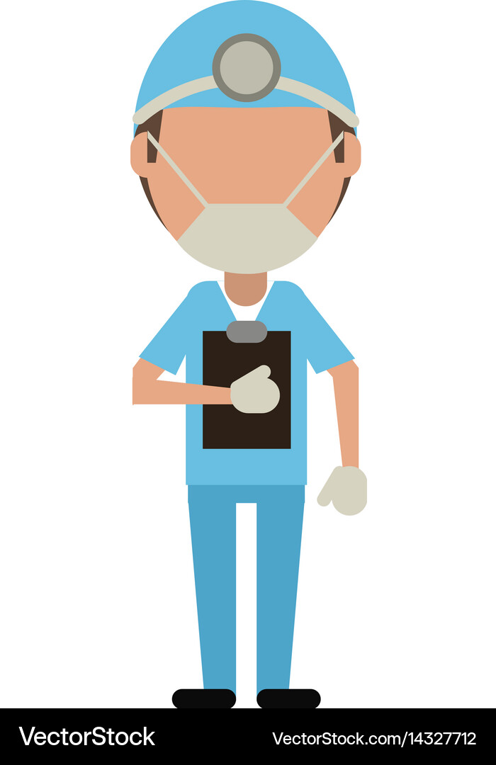 Doctor professional surgery mask hat clipboard Vector Image