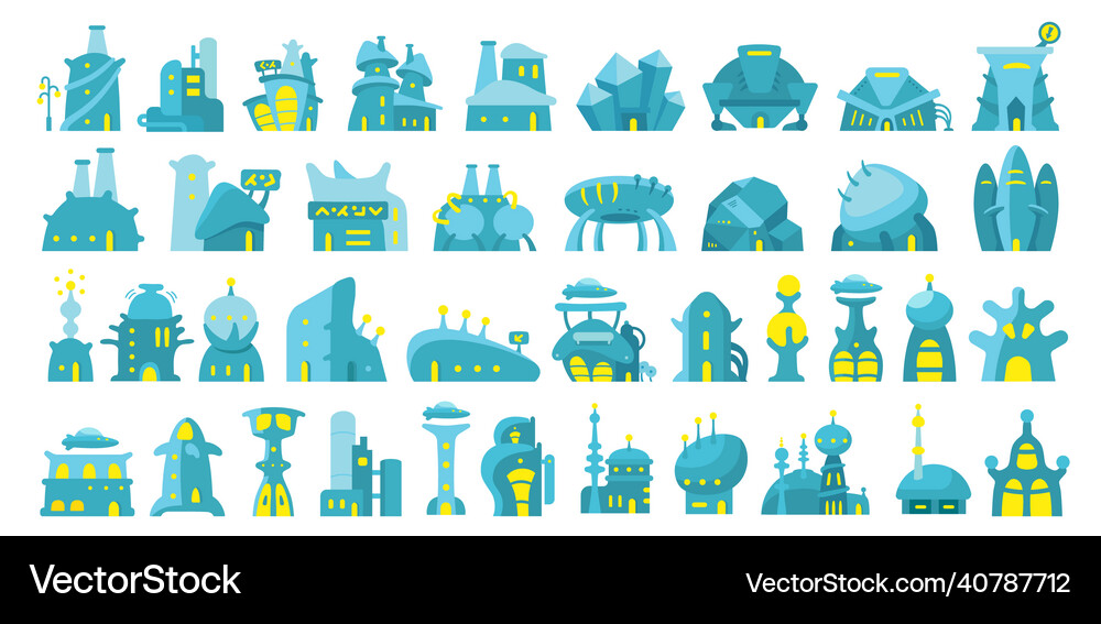 Fantastic buildings big icon set the future Vector Image