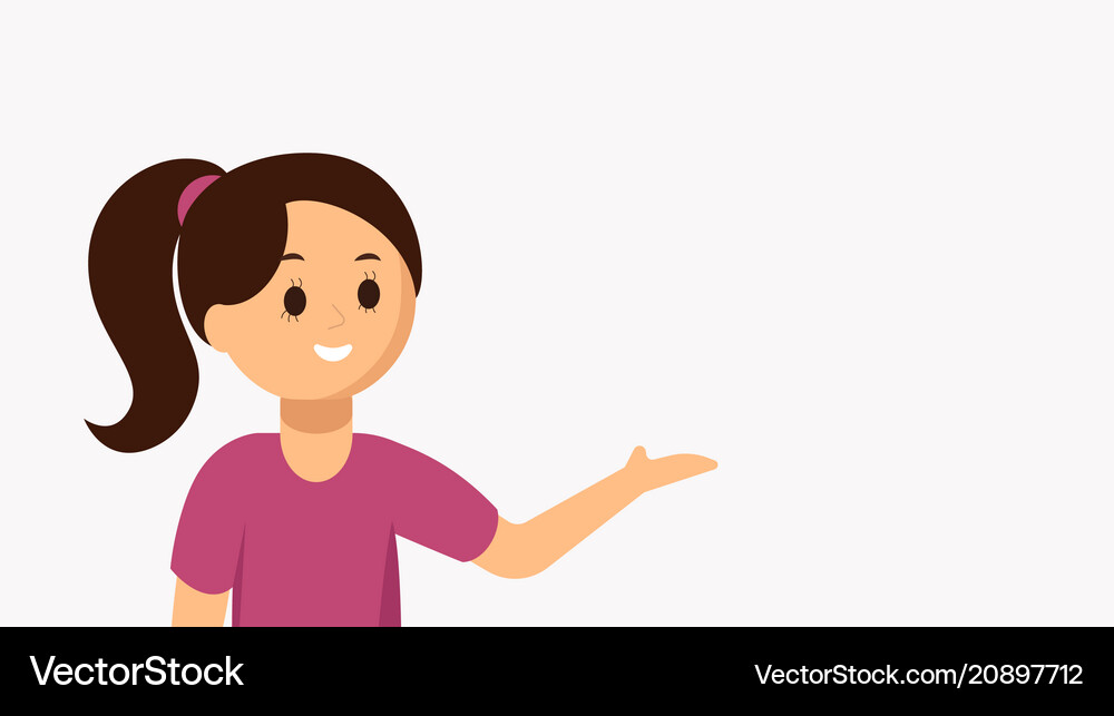 Flat of girl presenting Royalty Free Vector Image