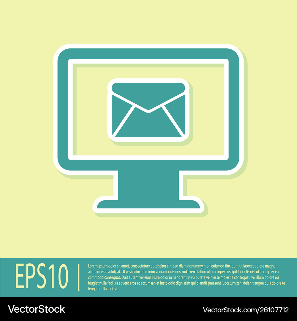 Green computer monitor and envelope new message Vector Image