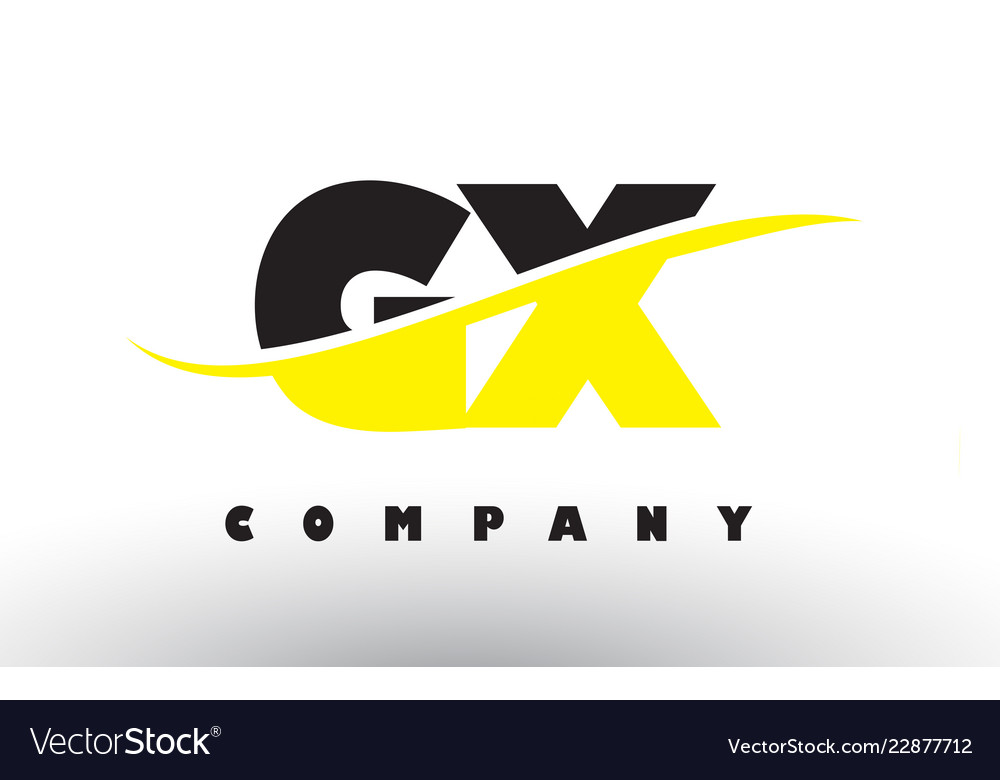 Gx g x schwarz und gelb Buchstaben-Logo mit swoosh