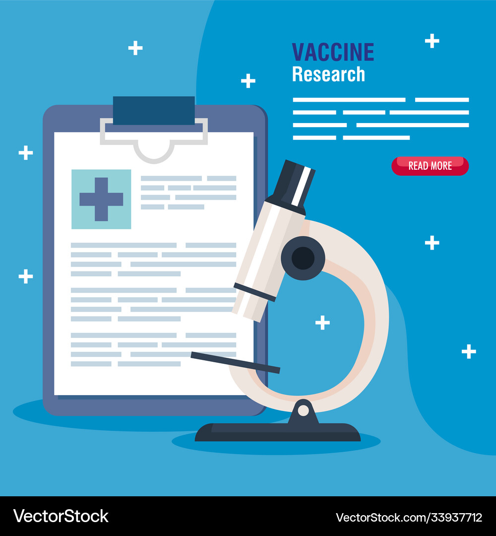 Medical vaccine research with microscope Vector Image