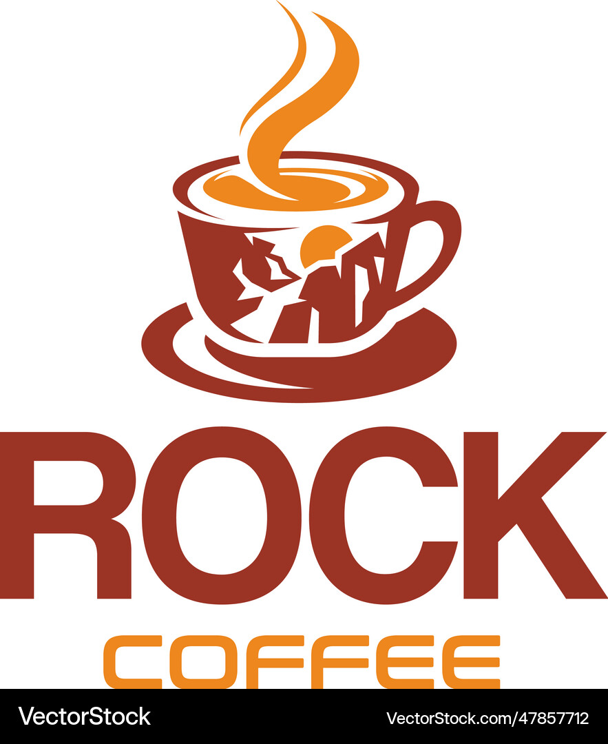 Minimalist rock coffee sunset mountain logo design