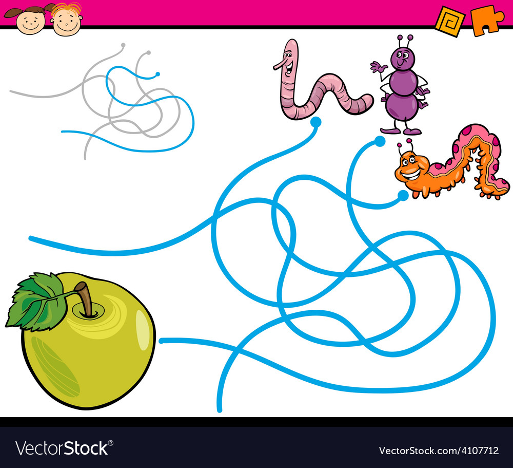 Paths or maze education game Royalty Free Vector Image