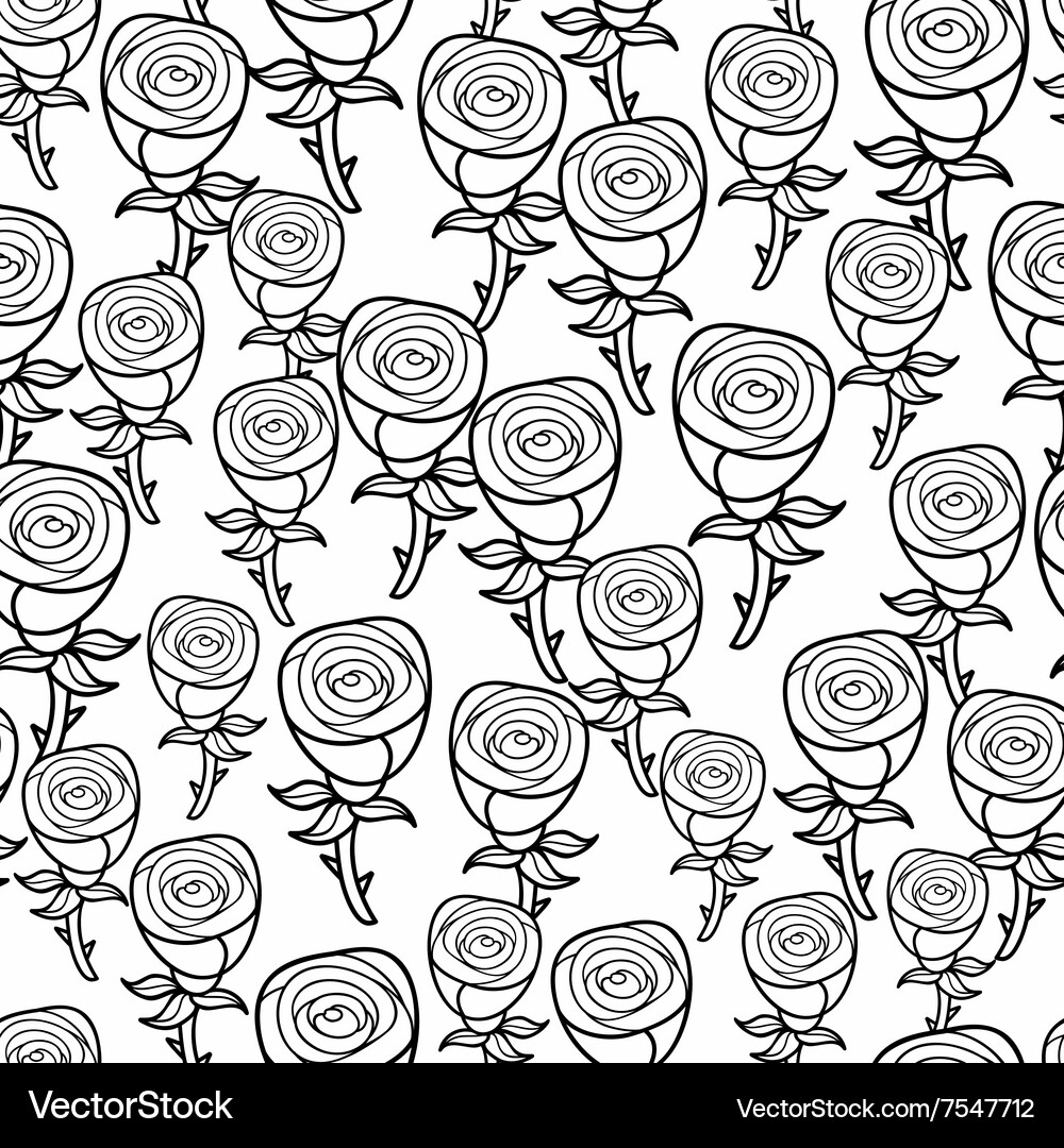 Romantic pattern of black and white roses Vector Image