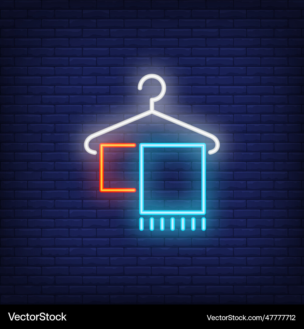 Towels on hanger neon sign Royalty Free Vector Image