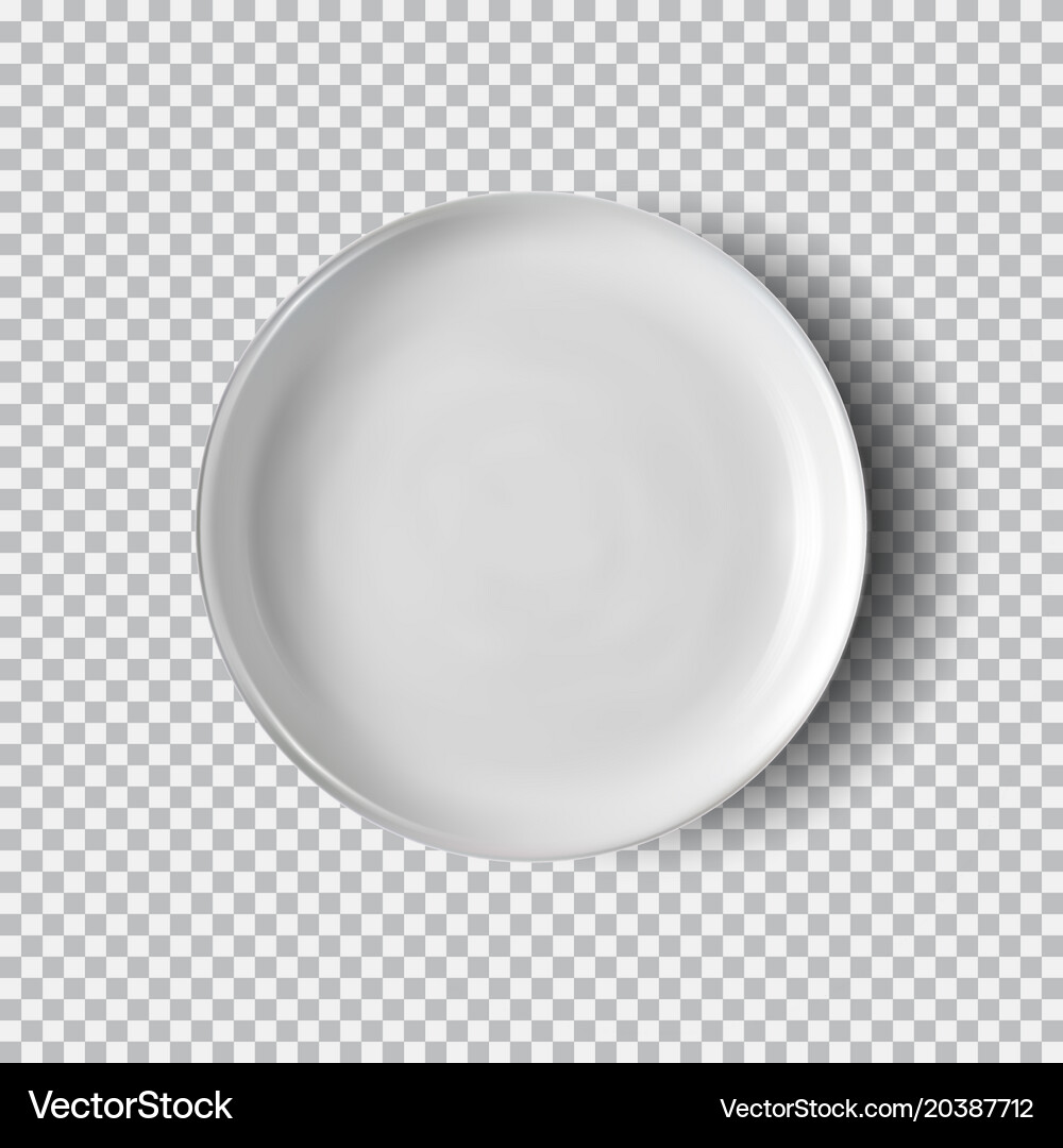White plate isolated on transparent background Vector Image