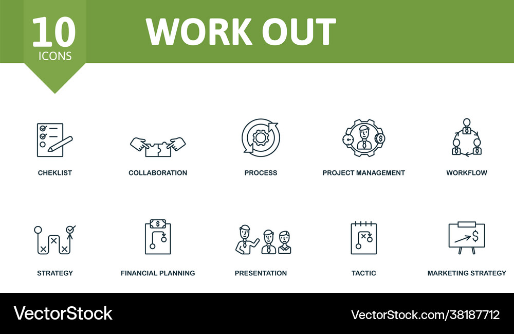 Work out icon set contains editable icons planing Vector Image