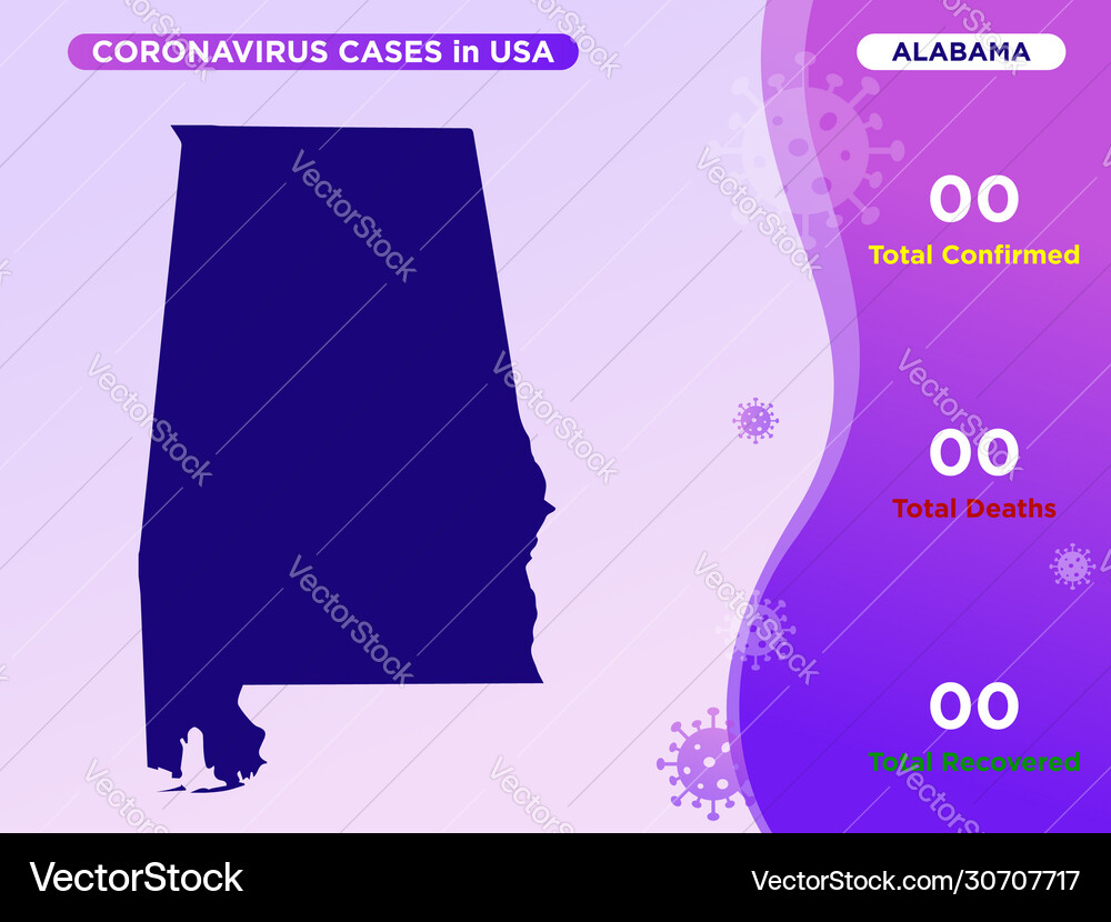 Alabama map corona virus infographic template Vector Image
