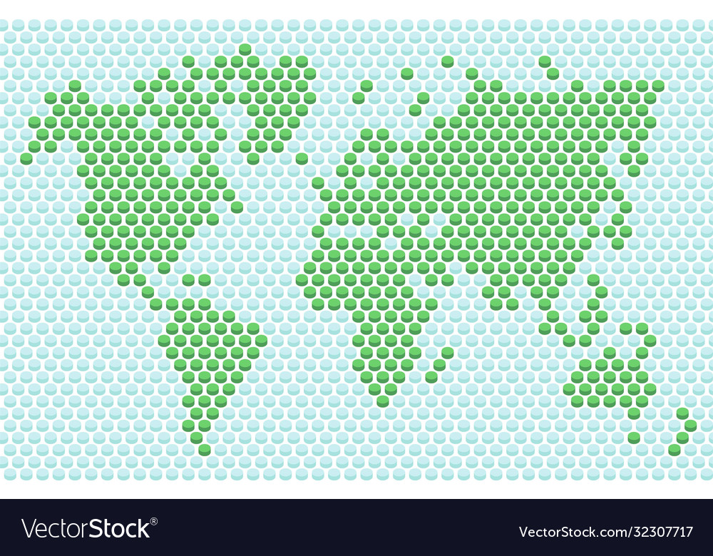 Button dot world map Royalty Free Vector Image