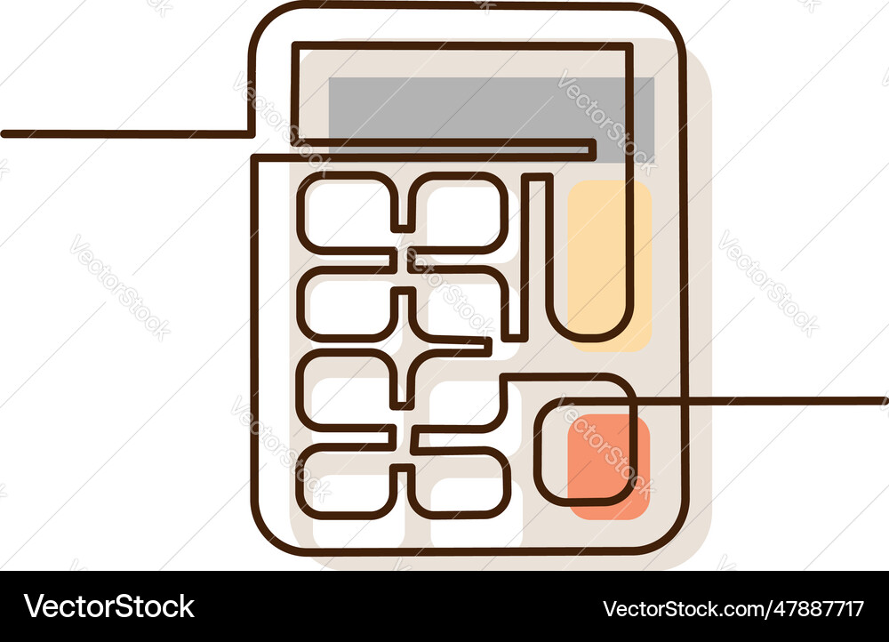 Calculator one line drawing concept for business Vector Image