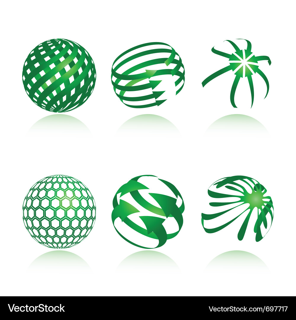 Collection abstract green globe icons and symbol Vector Image