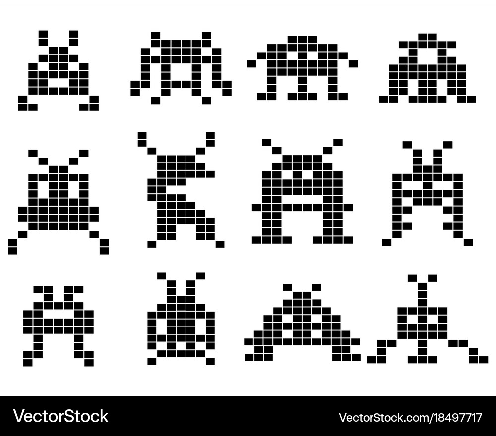 Collection of retro monsters Royalty Free Vector Image