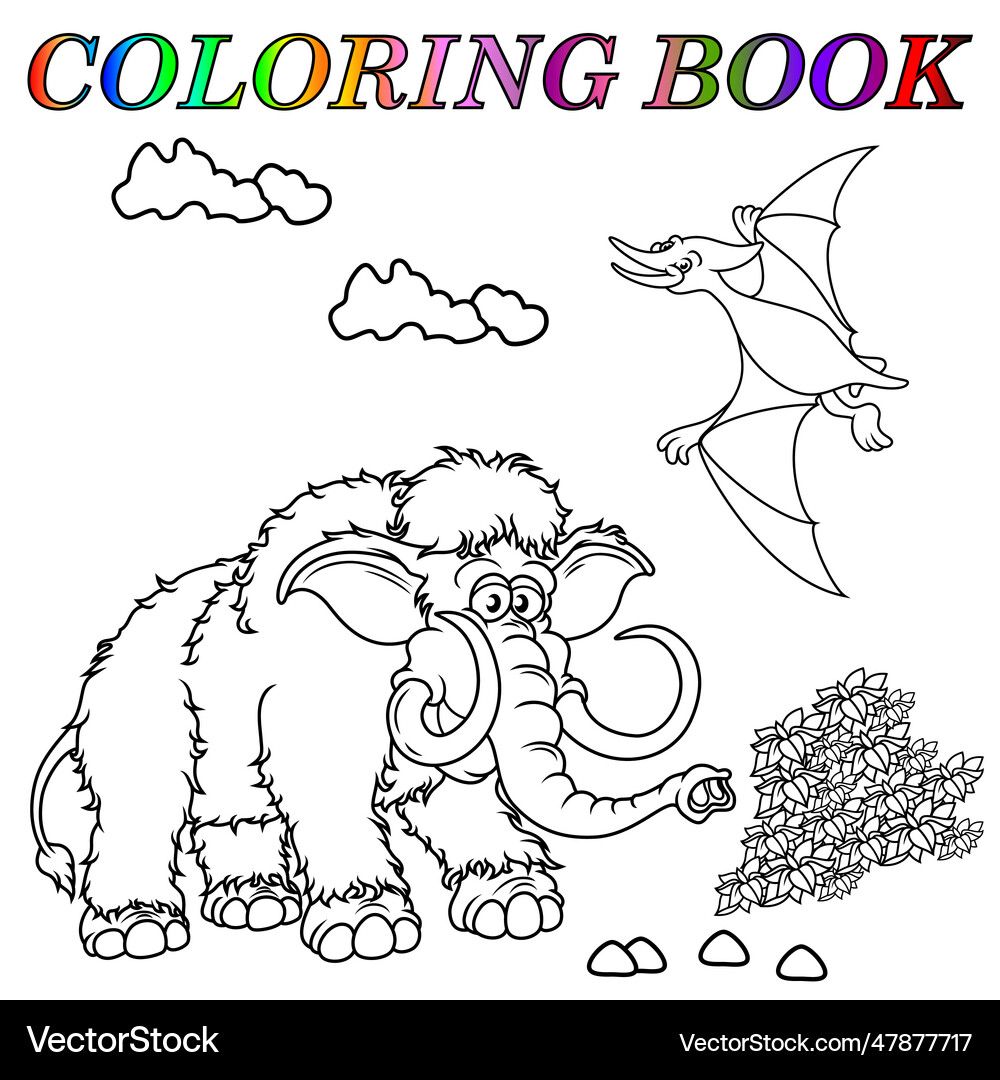 Coloring book with cartoon dinosaurs Royalty Free Vector
