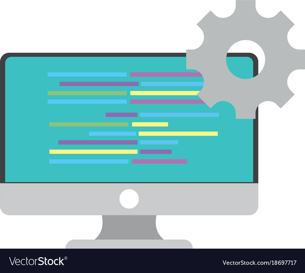 Computer and gear design Royalty Free Vector Image