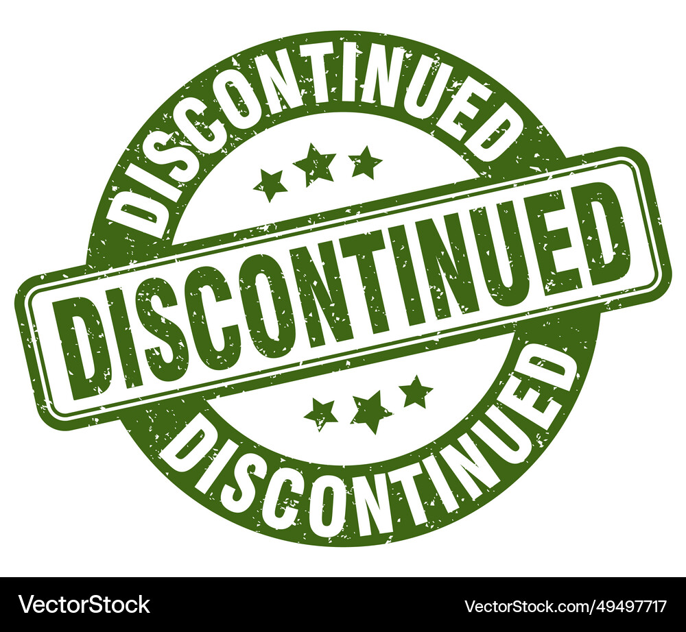 Discontinued stamp label round Royalty Free Vector Image