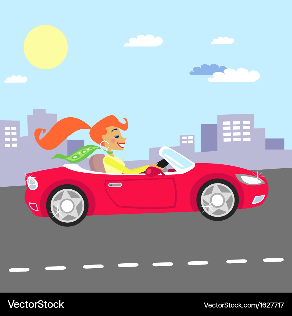 Girl in car Royalty Free Vector Image - VectorStock