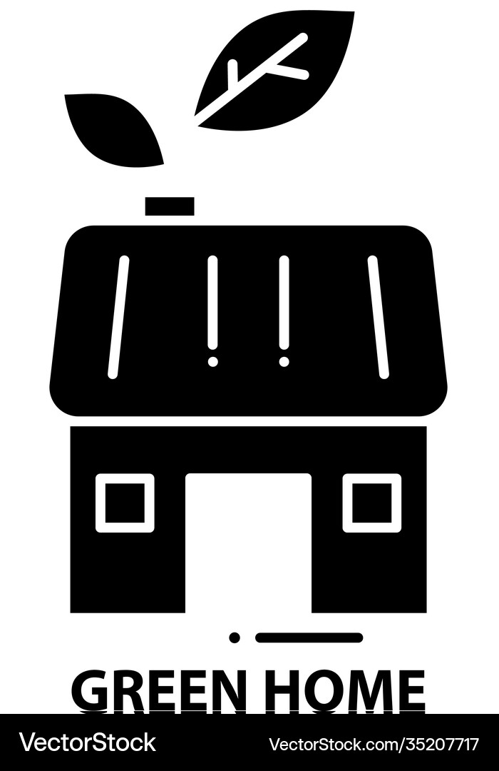 Green home icon black sign with editable Vector Image