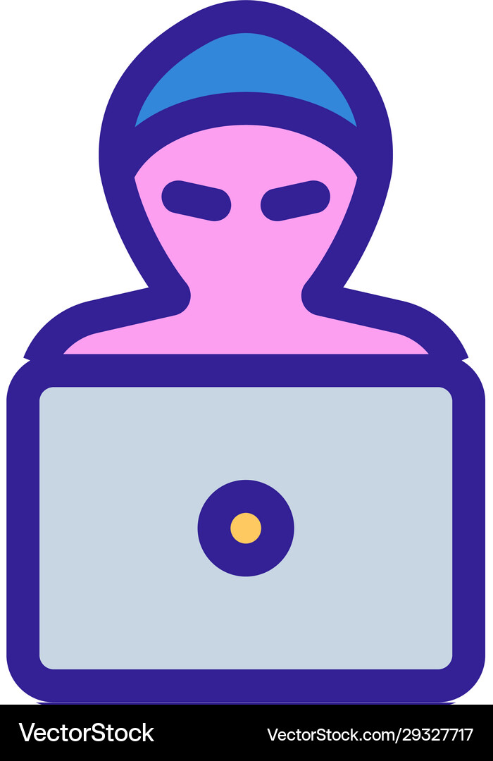 Hacker laptop icon isolated contour symbol Vector Image
