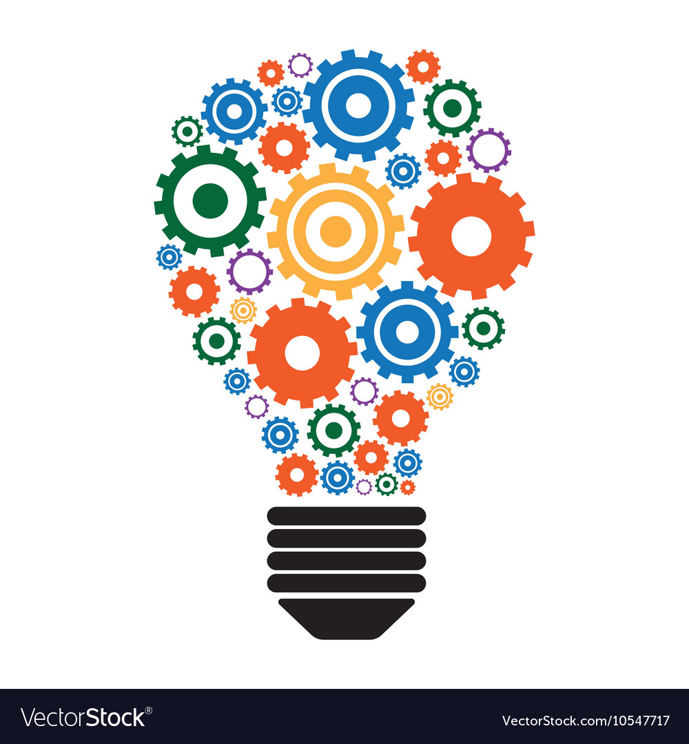 Light bulb and gears Royalty Free Vector Image Light bulb and gears Royalty Free Vector Image