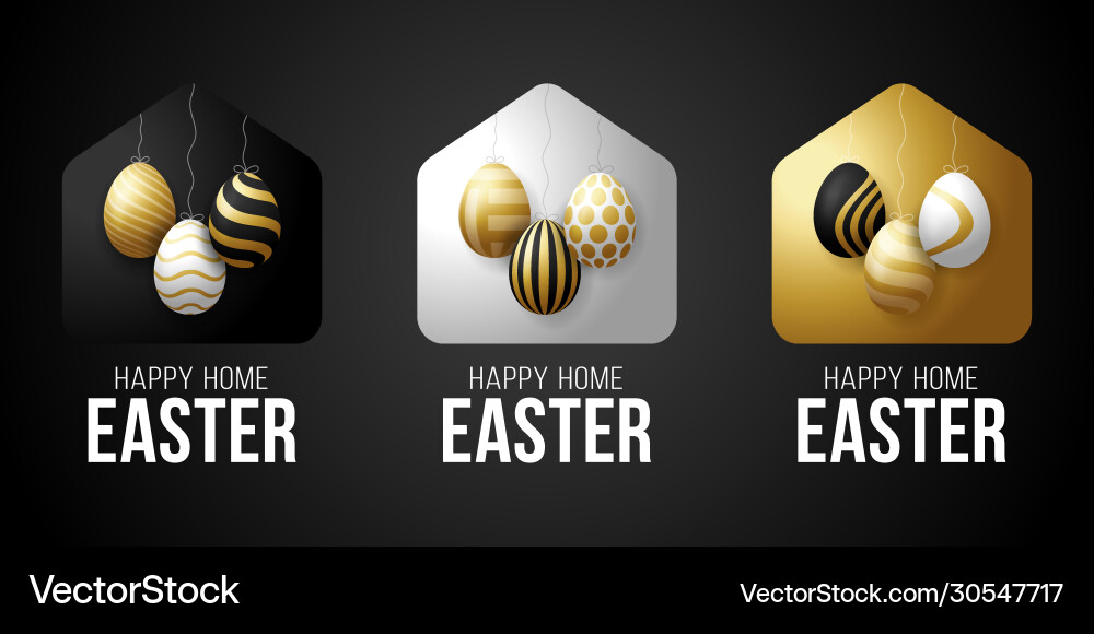 Luxury gold happy home easter 2020 card Royalty Free Vector