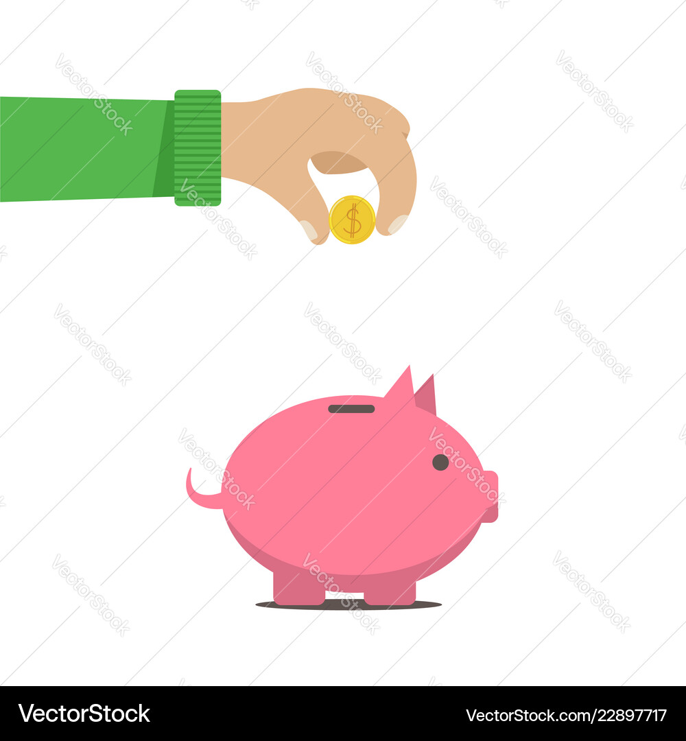 Man put money into a money box Royalty Free Vector Image