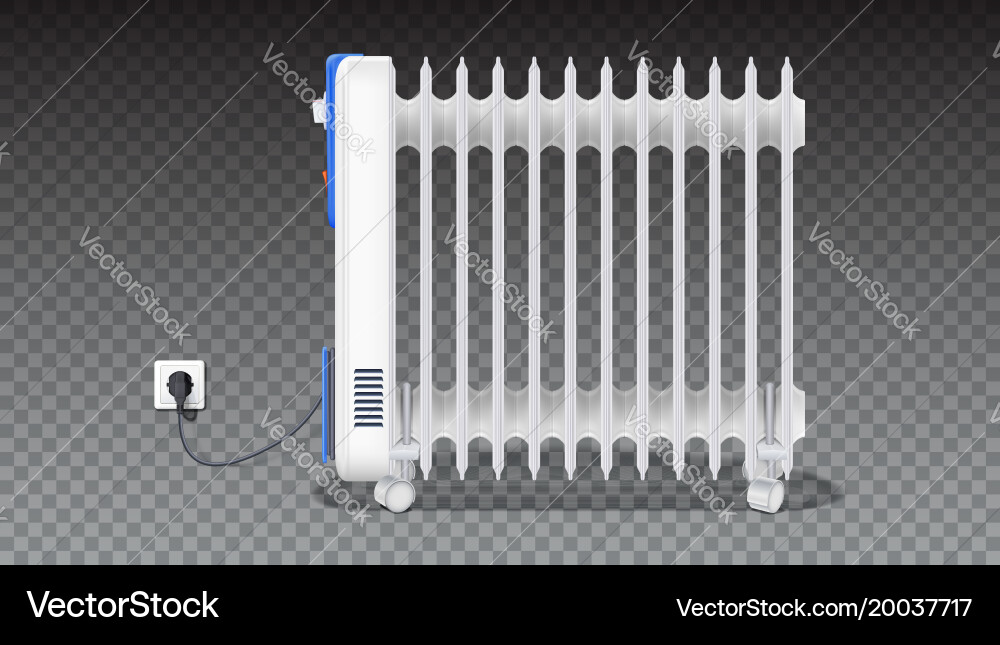 Oil radiator isolated on horizontal transparent Vector Image