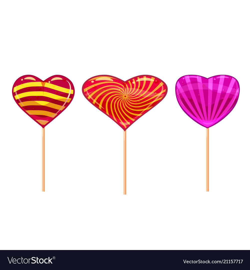 Set colorful heart-shaped lollipops good Vector Image