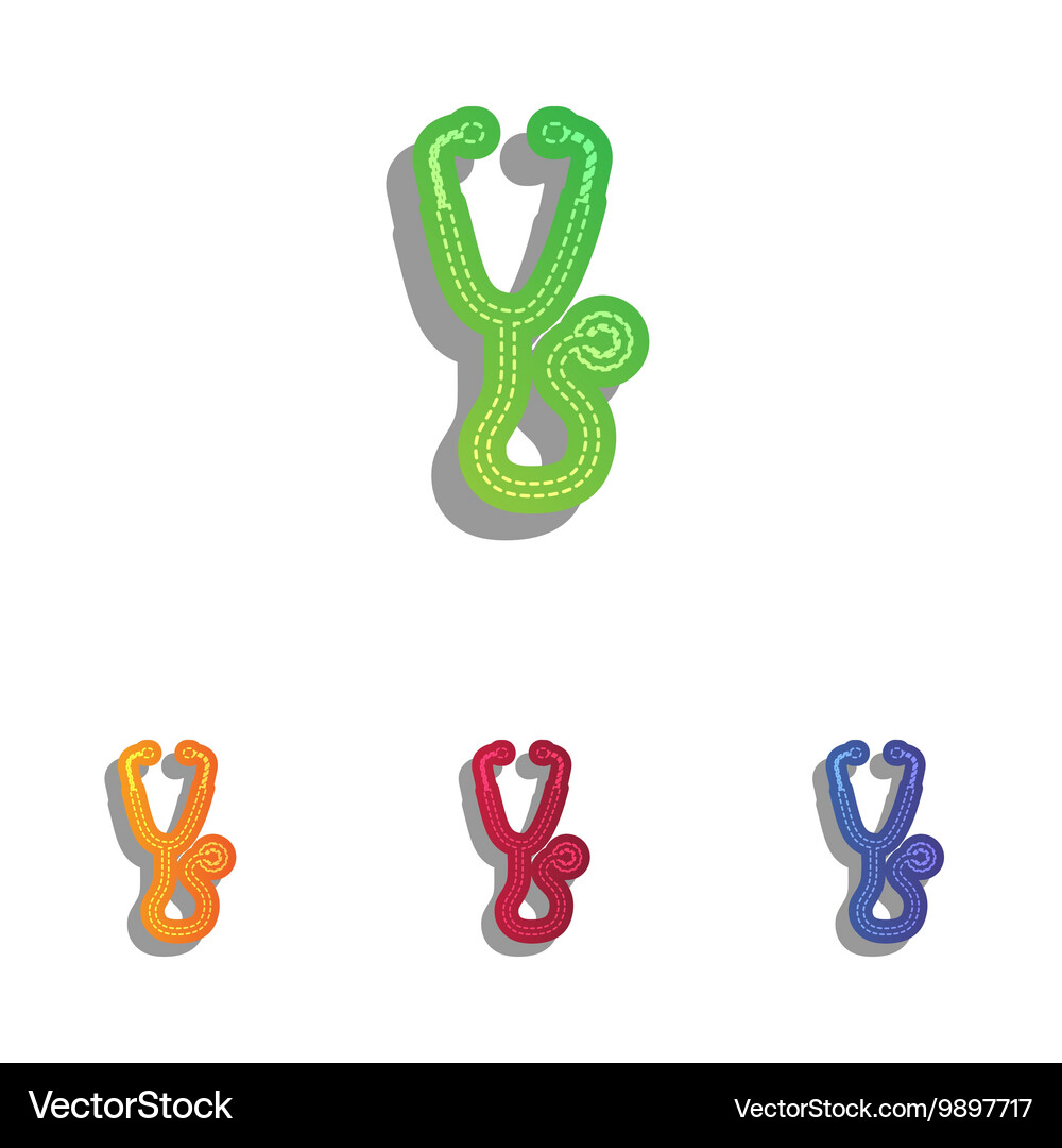 Stethoscope sign colorful applique Royalty Free Vector Image