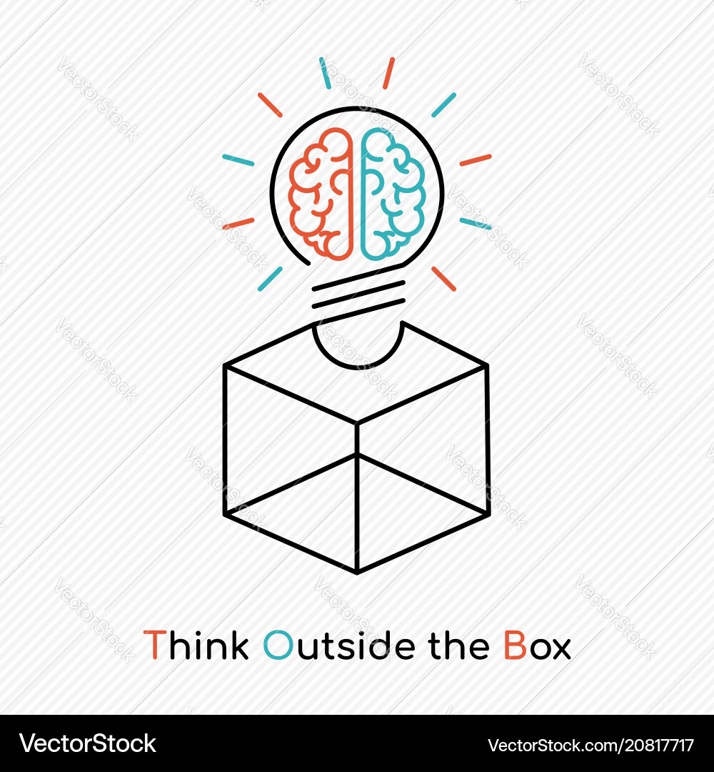 Think outside box on new business idea concept Vector Image