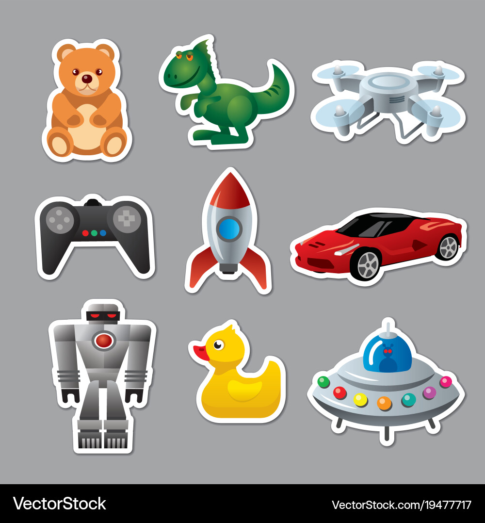 Toys stickers for babies Royalty Free Vector Image
