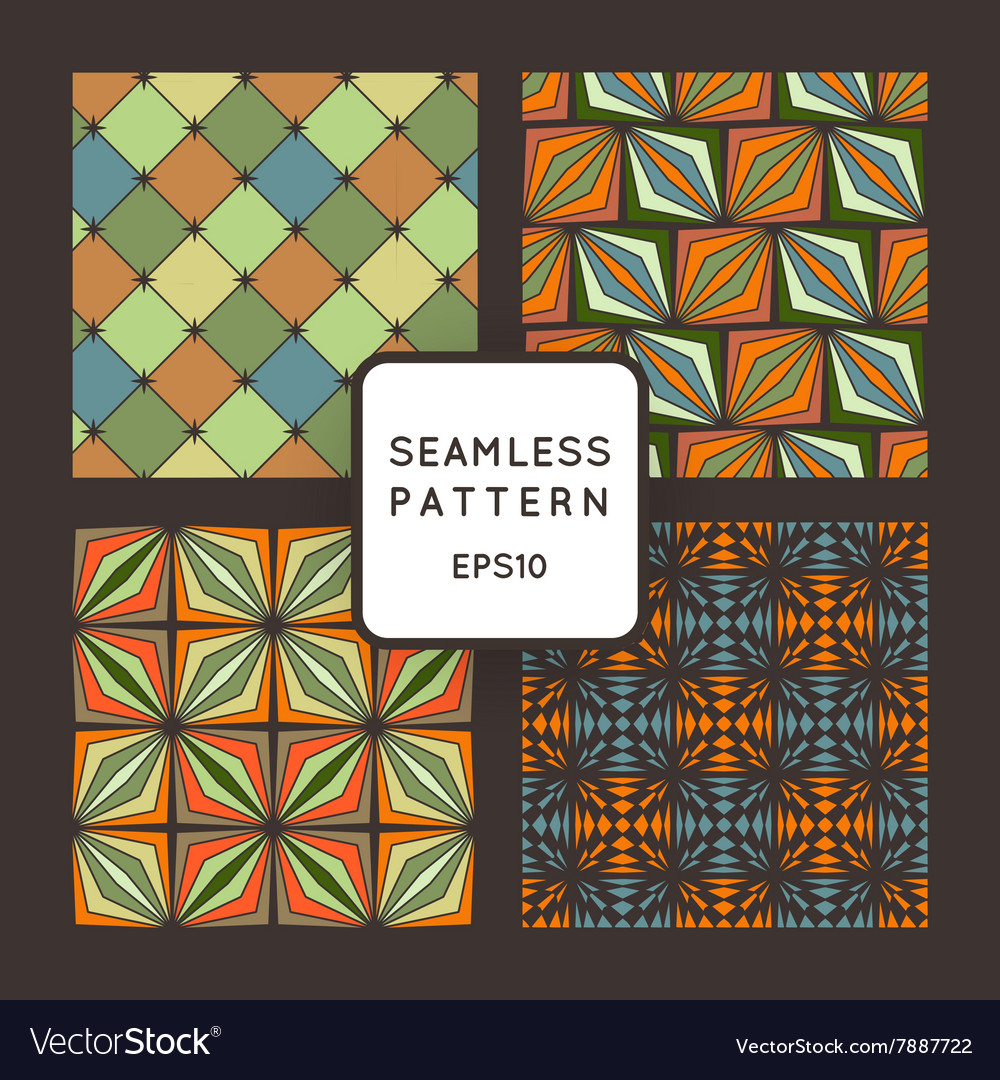 A set of four seamless floral and geometric Vector Image