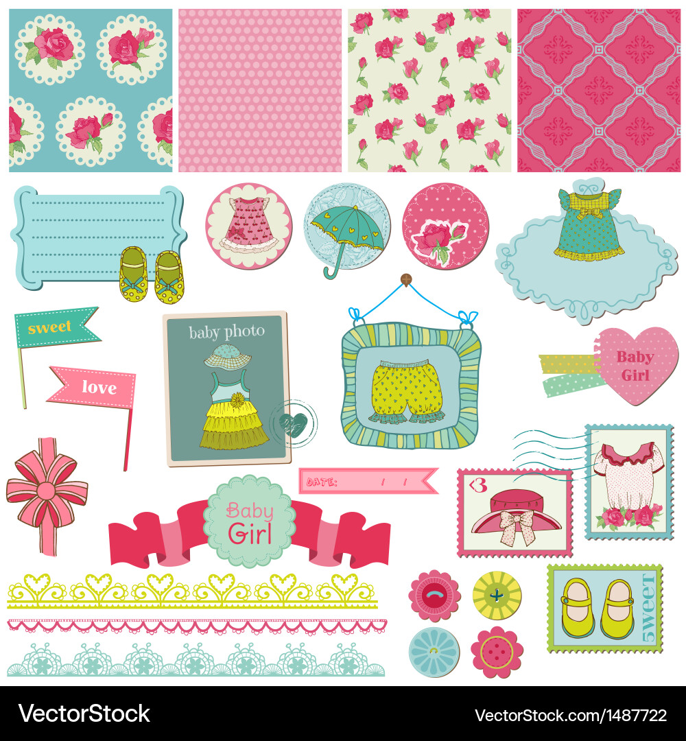 Baby girl set Royalty Free Vector Image - VectorStock