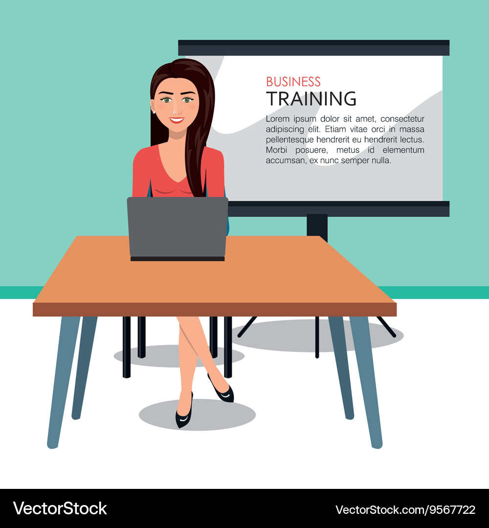 Business woman training process isolated icon Vector Image