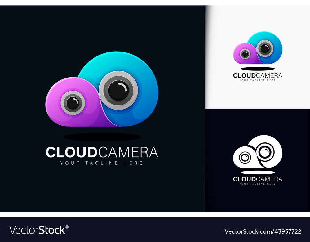 Cloud camera logo design with gradient Royalty Free Vector