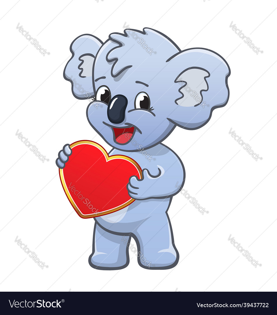 Cute cartoon koala holding valentines heart Vector Image