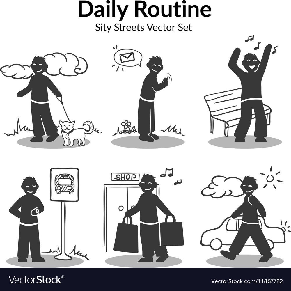 Daily Routine Activities Set Royalty Free Vector Image daily-routine-activities-set-royalty-free-vector-image