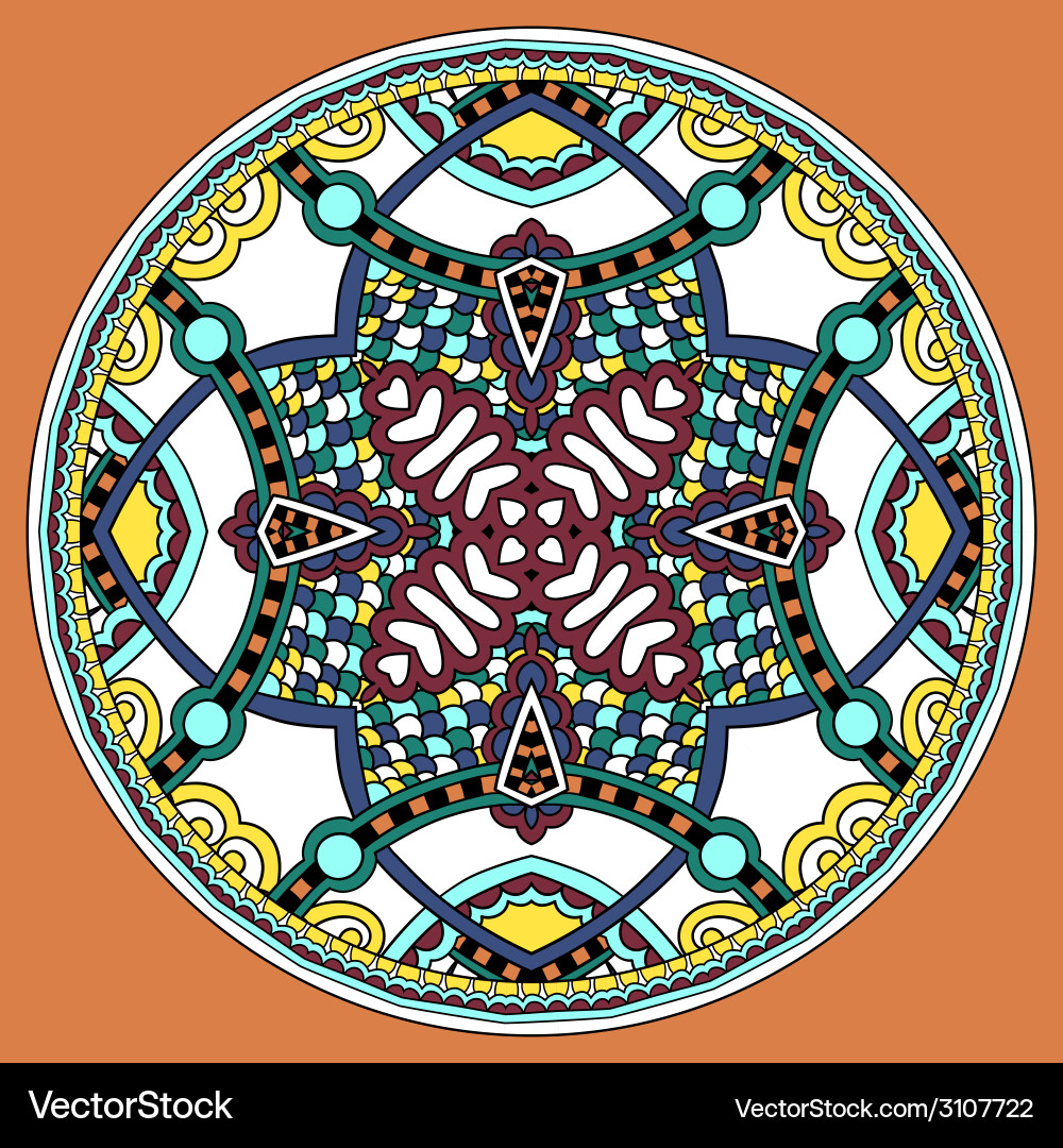 Decorative design of circle dish template round Vector Image