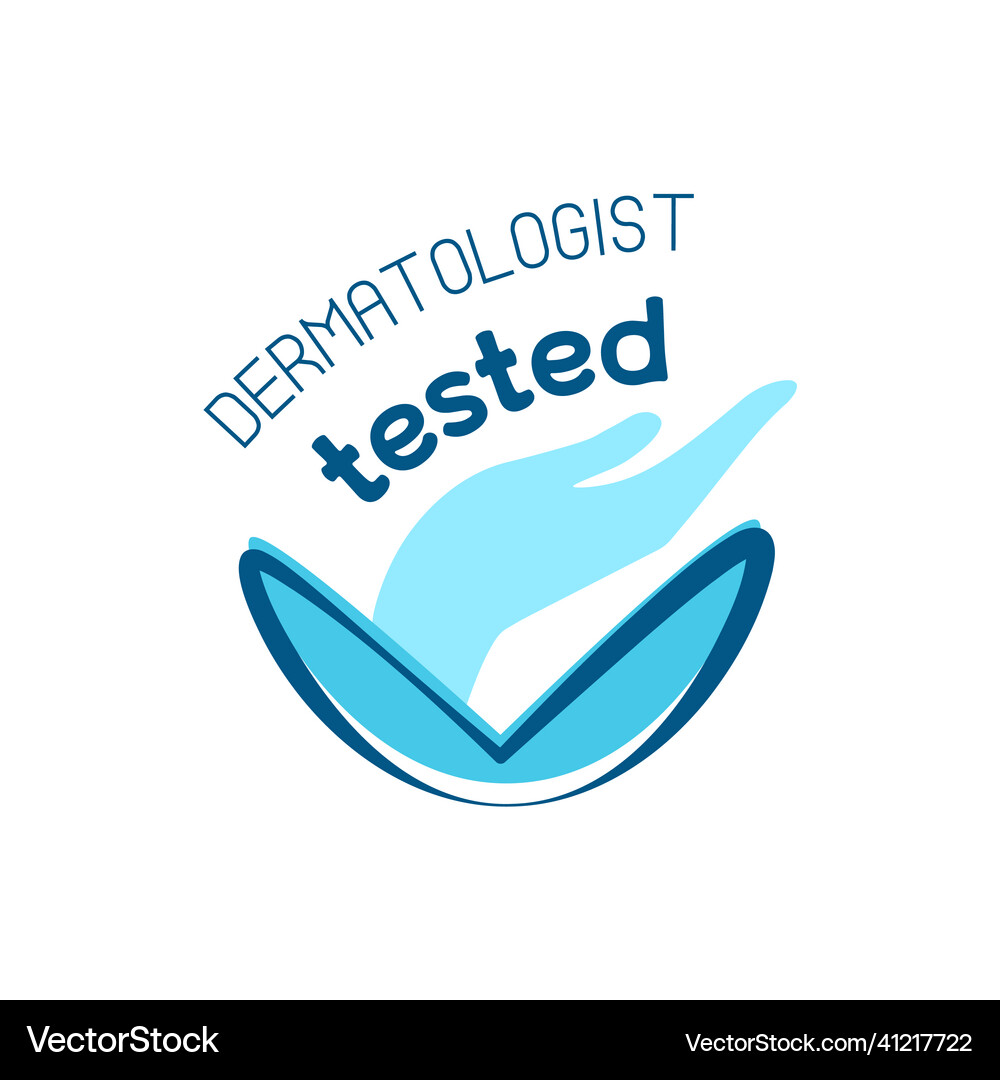 Dermatologist tested product label cosmetic test Vector Image