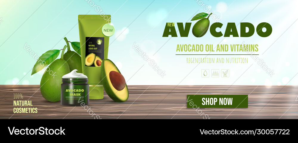 Design avocado cosmetics product advertising Vector Image