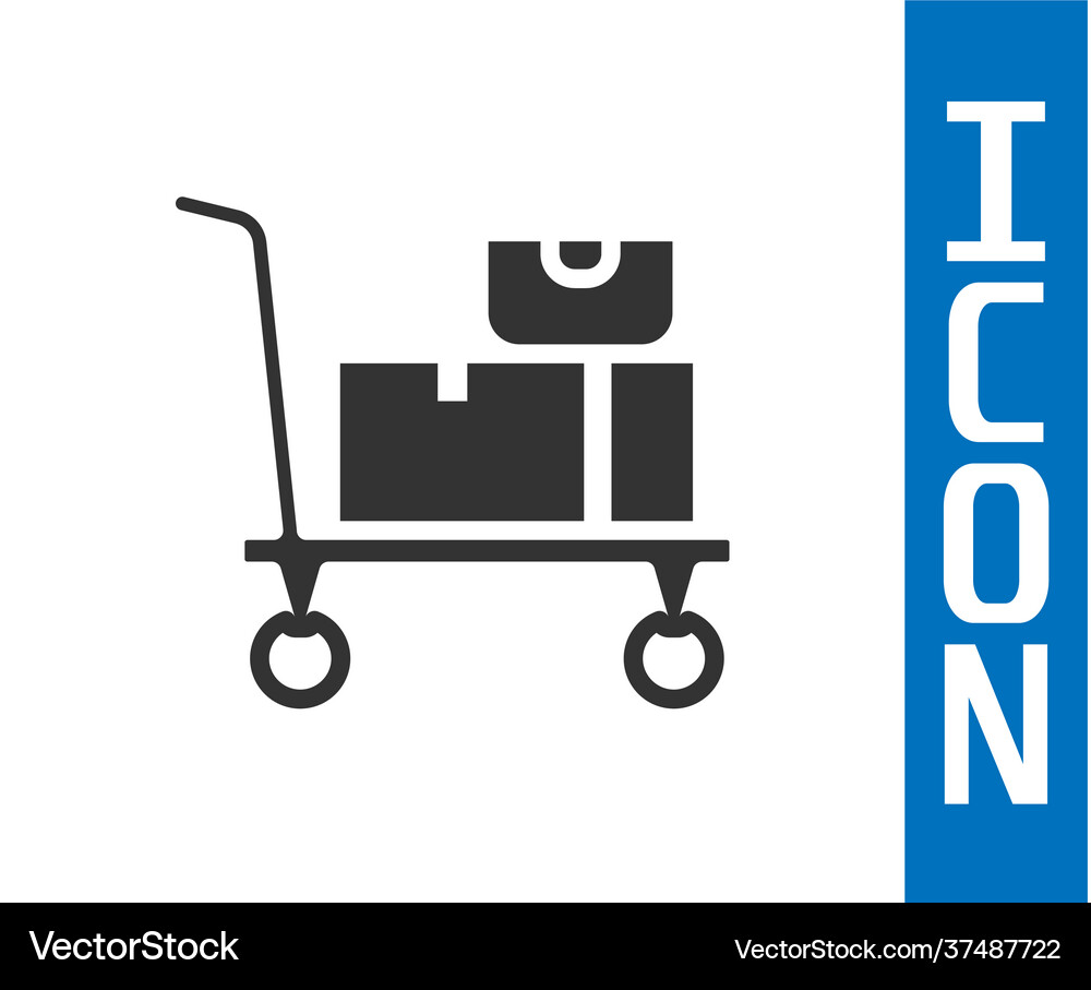Grey hand truck and boxes icon isolated on white Vector Image