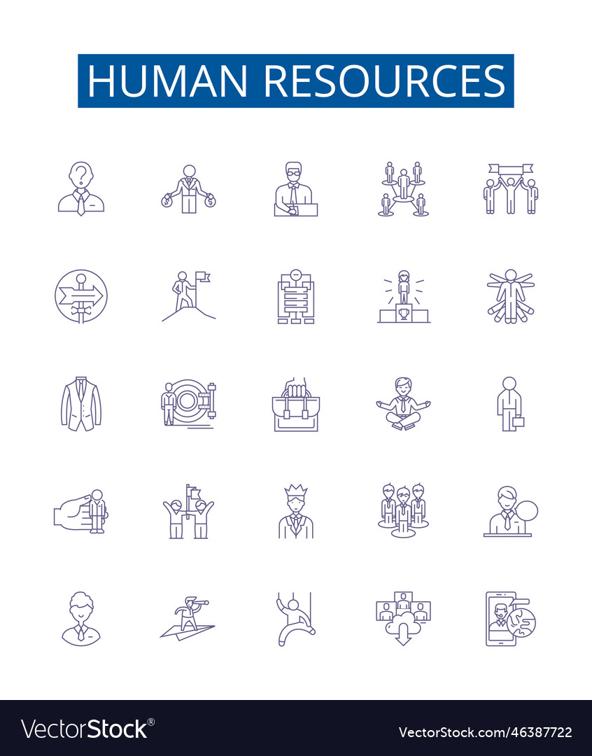 Human resources line icons signs set design Vector Image Human resources line icons signs set design Vector Image