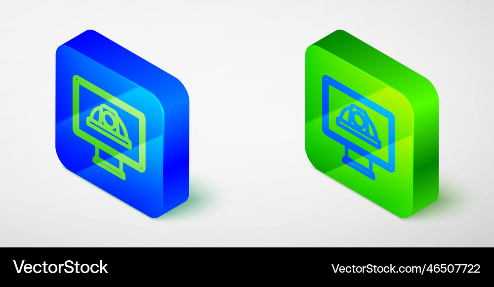 Isometric line worker safety helmet icon isolated Vector Image