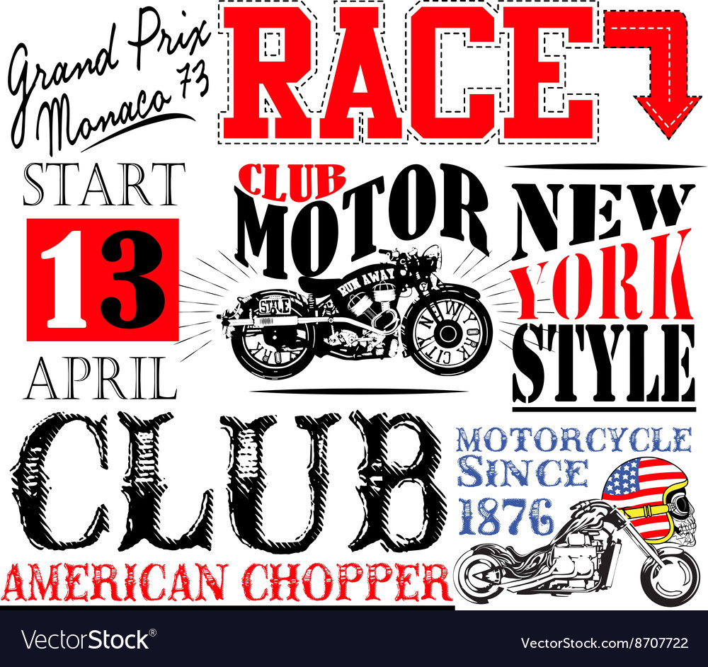 Motorcycle elements set Royalty Free Vector Image