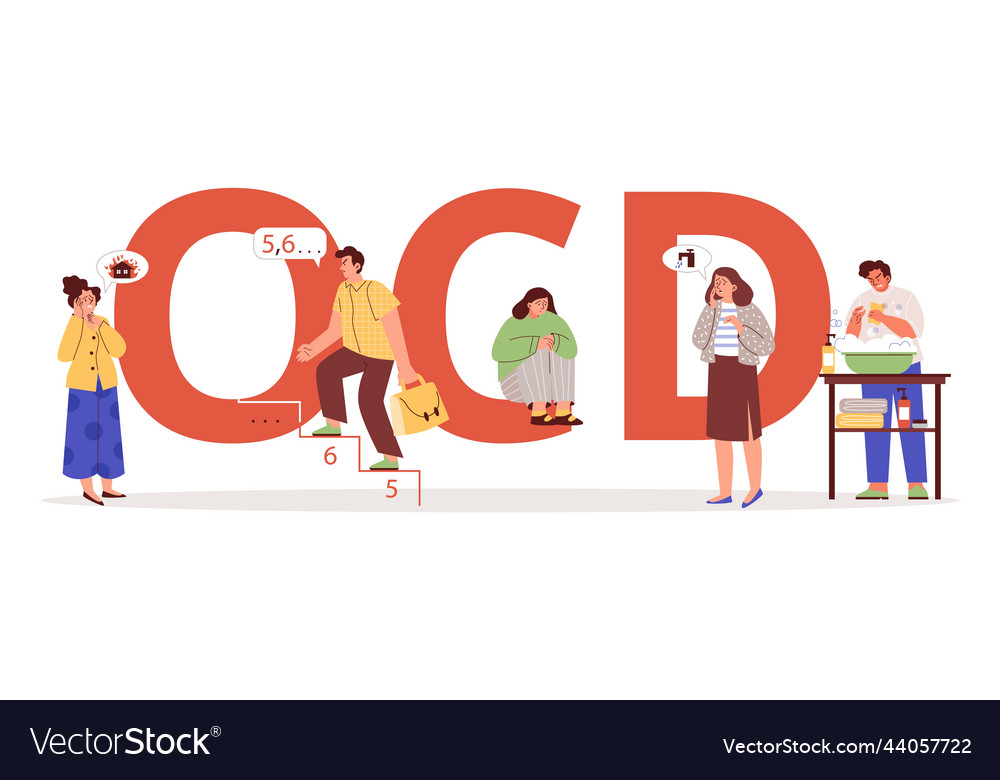 Ocd typographic header flat Royalty Free Vector Image