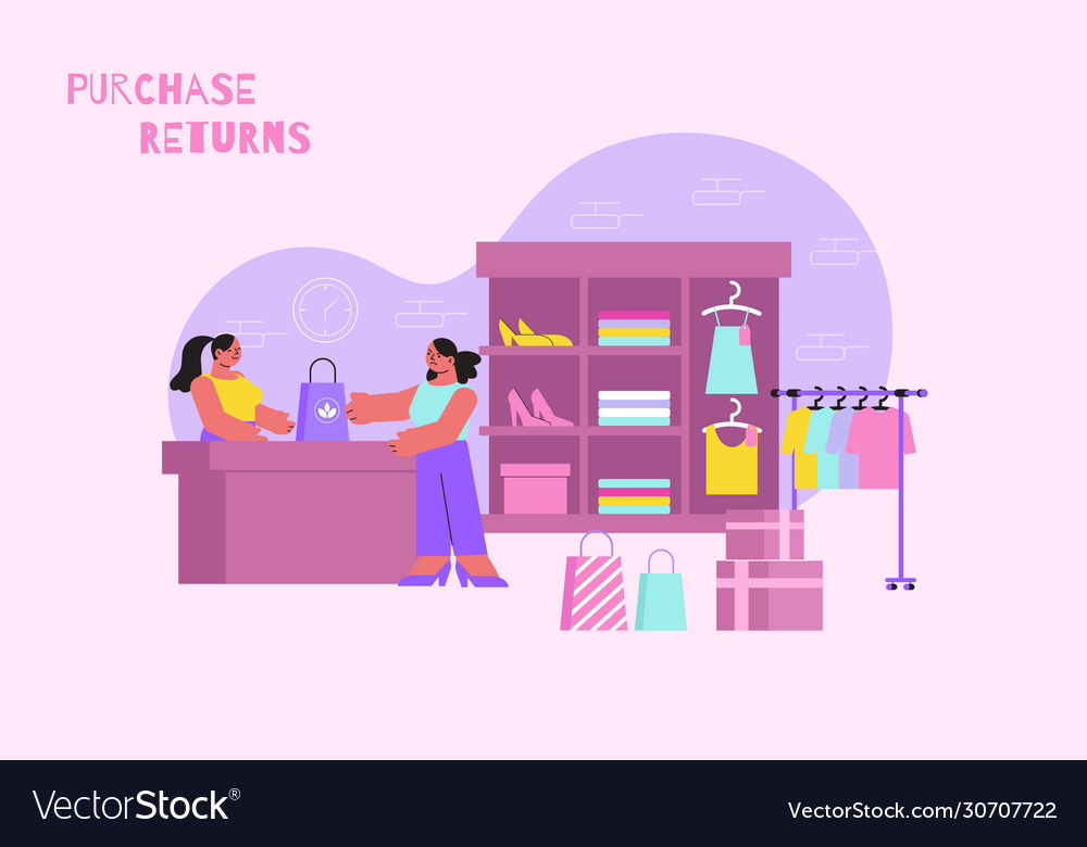 Purchase returns flat composition Royalty Free Vector Image