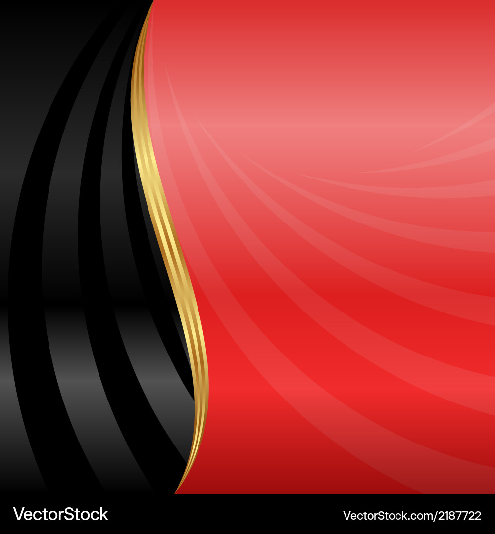 Red and black background with golden divider Vector Image