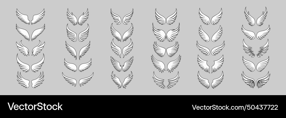 Wing icon set vintage angel wings Royalty Free Vector Image