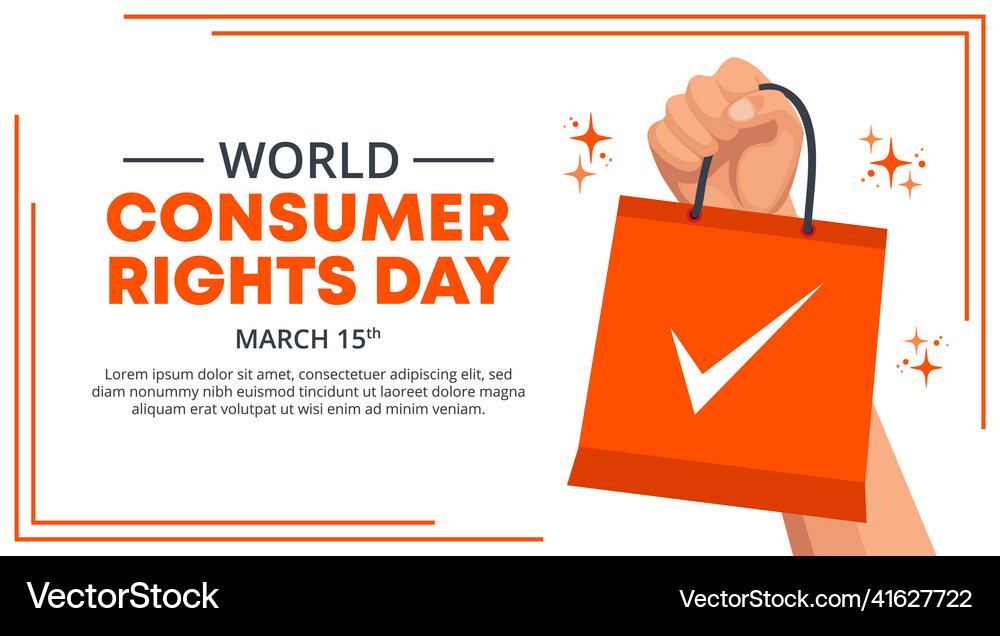 World consumer rights day design with a hand Vector Image