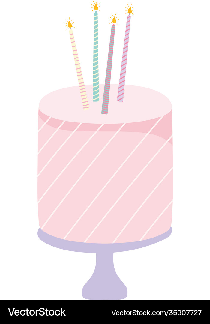 Birthday cake with candles celebration event Vector Image